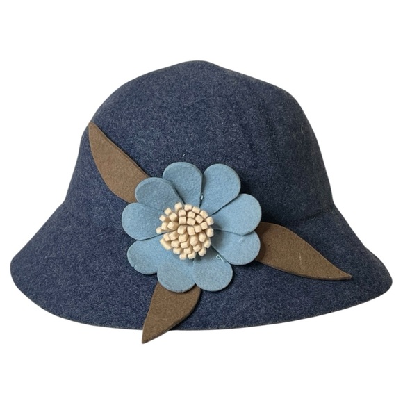 Mary Quant | Accessories | Mary Quant Blue Flower Felted Hat Size M ...